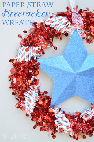 Red, White & Blue Firecracker Wreath - The Happy Scraps