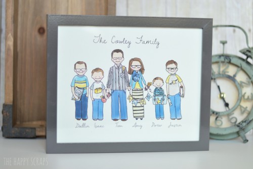 Personalized Family Portrait Drawing - The Happy Scraps