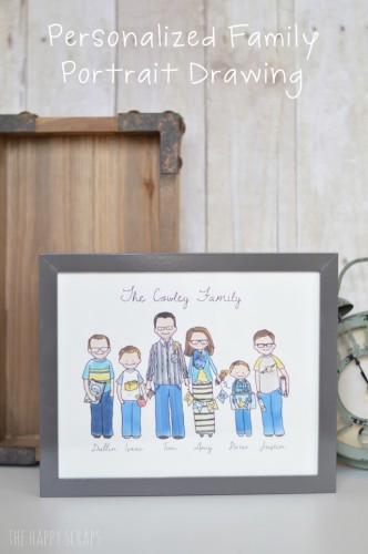 Personalized Family Portrait Drawing - The Happy Scraps
