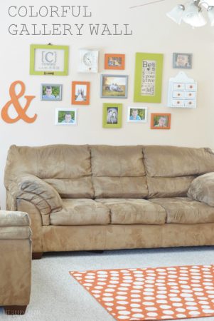Colorful Family Room Gallery Wall - The Happy Scraps