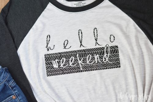 Hello Weekend Shirt with Cricut Patterned Iron-on - The Happy Scraps