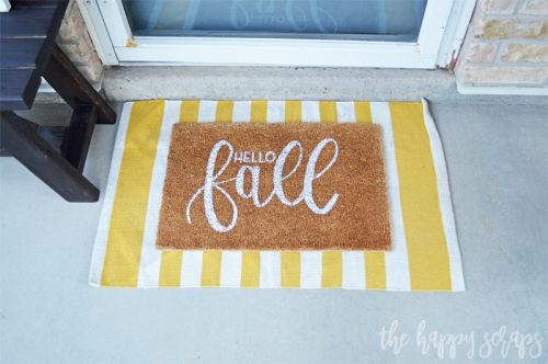 DIY Hello Fall Front Porch Rug - The Happy Scraps